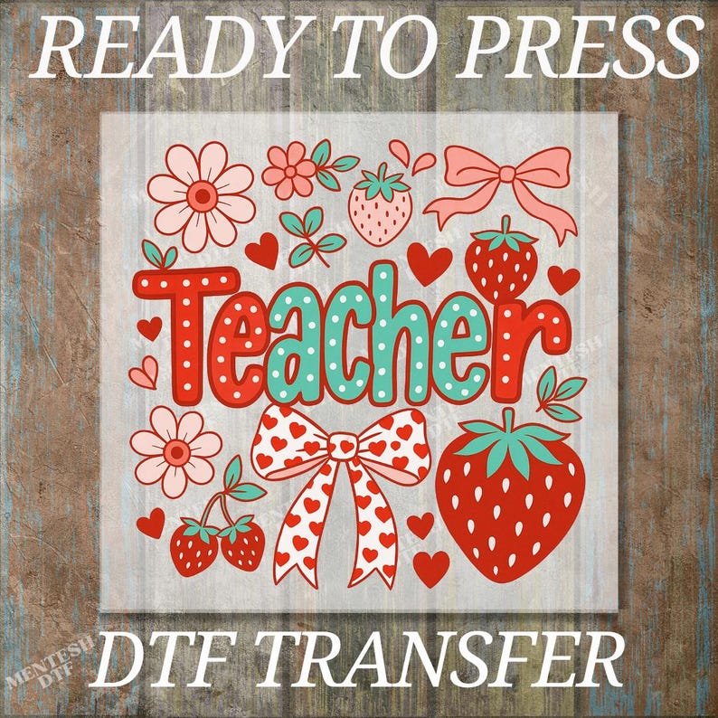 Preppy Strawberry Teacher DTF Transfer, Floral Back to School Shirt ...