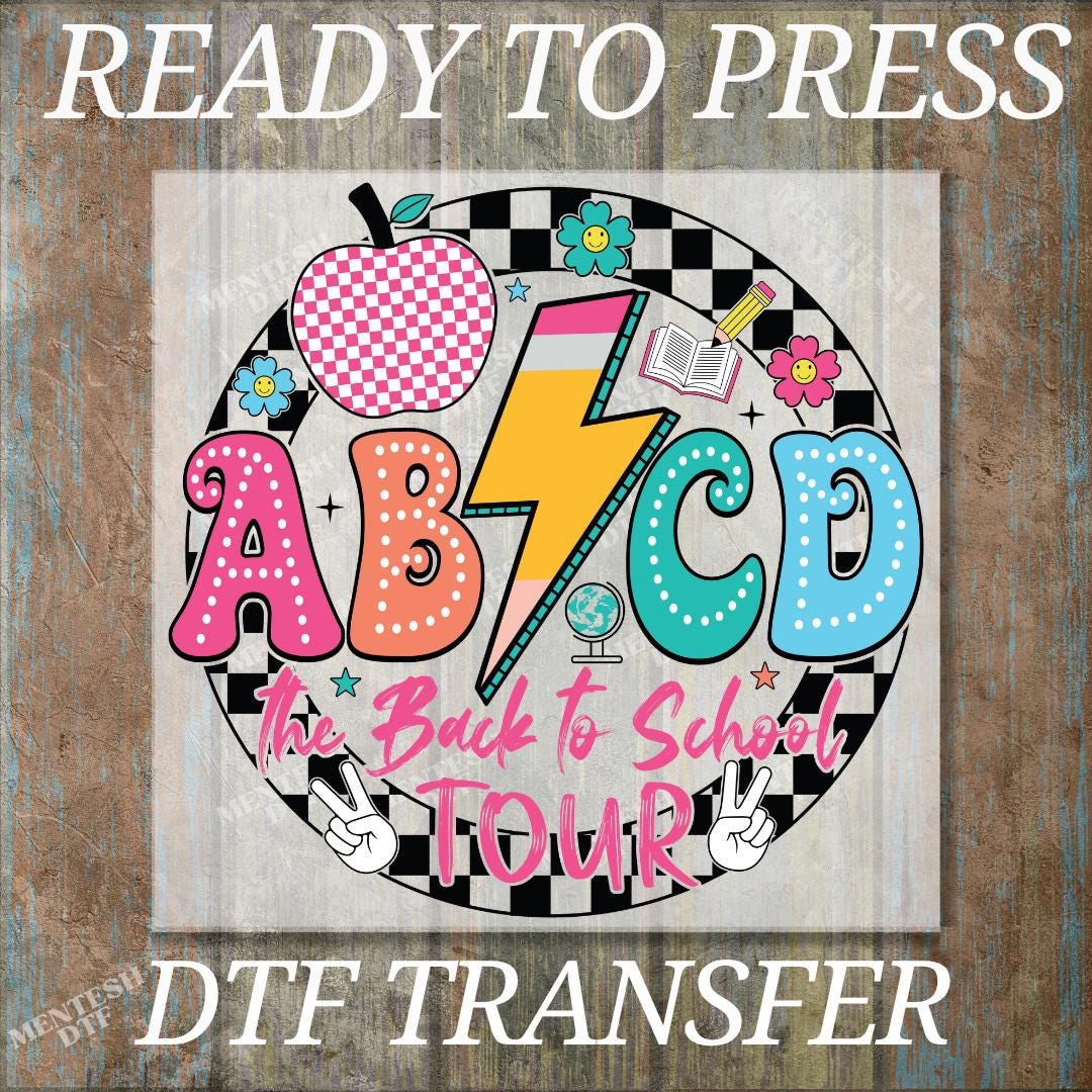 Back to School DTF Transfer, ABCD Retro Teacher Design, First Day Shirt ...