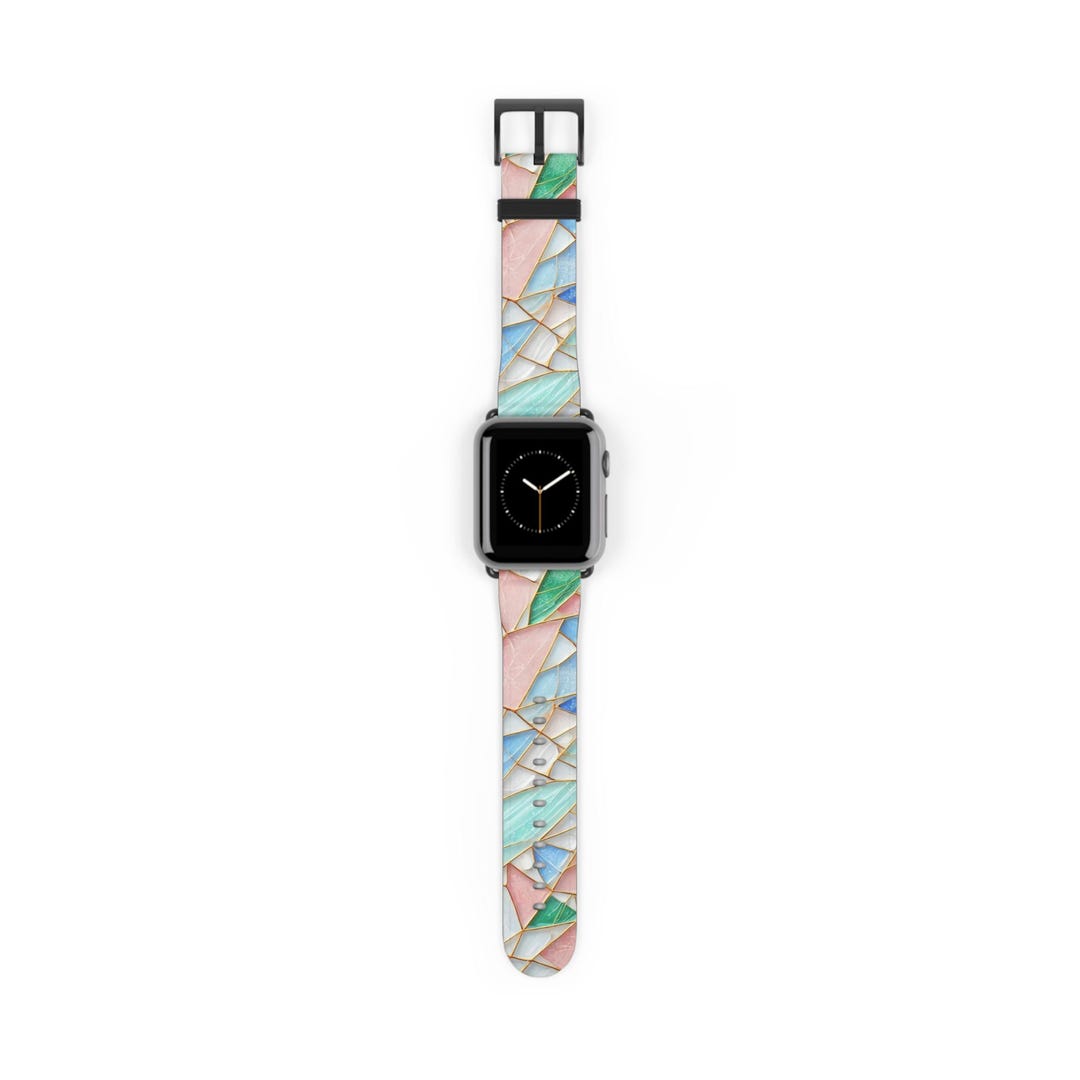 Stained Glass Kintsugi Style Watch Band, Faux Leather, Apple Watch ...