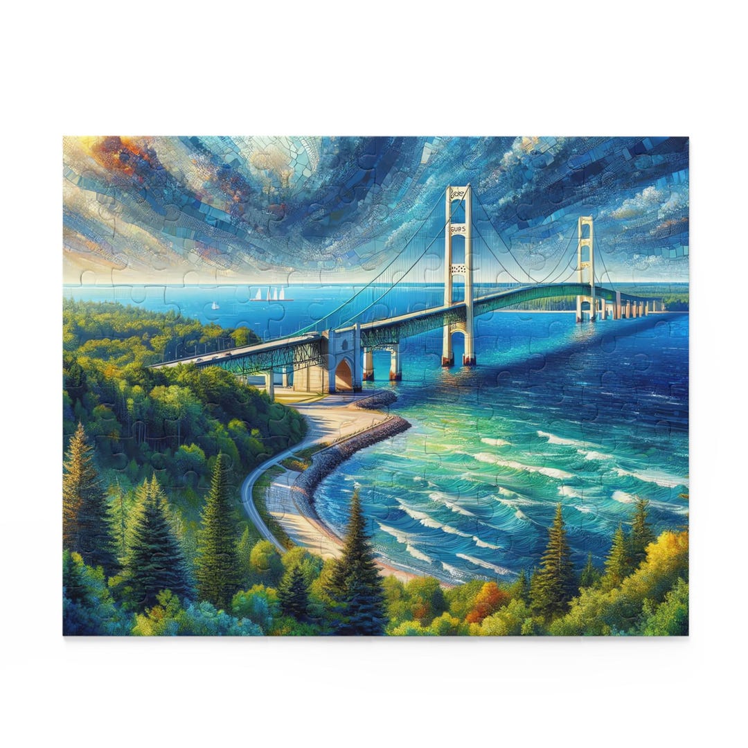 Mackinac Bridge Jigsaw Puzzle for Family & Adults, Mosaic Puzzle - 120 ...