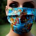 Fabric Face Mask, Skeletons on Blue, Skull Mask, Skeletons, Halloween ...