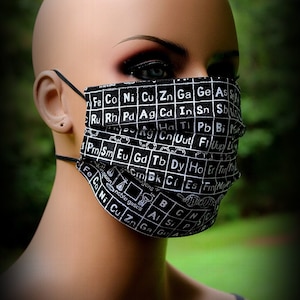 Fabric Face Mask, Black Periodic, Periodic Table Mask, Science Mask ...