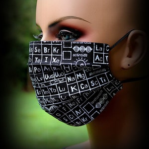 Fabric Face Mask, Black Periodic, Periodic Table Mask, Science Mask ...