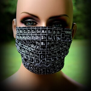 Fabric Face Mask, Black Periodic, Periodic Table Mask, Science Mask ...