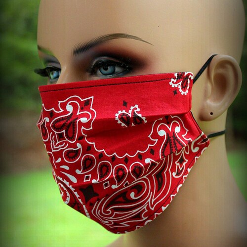 Fabric Face Mask Red Bandana Mask Bandana Mask Black and - Etsy