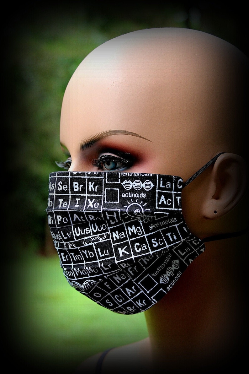Fabric Face Mask Black Periodic Periodic Table Mask Science - Etsy