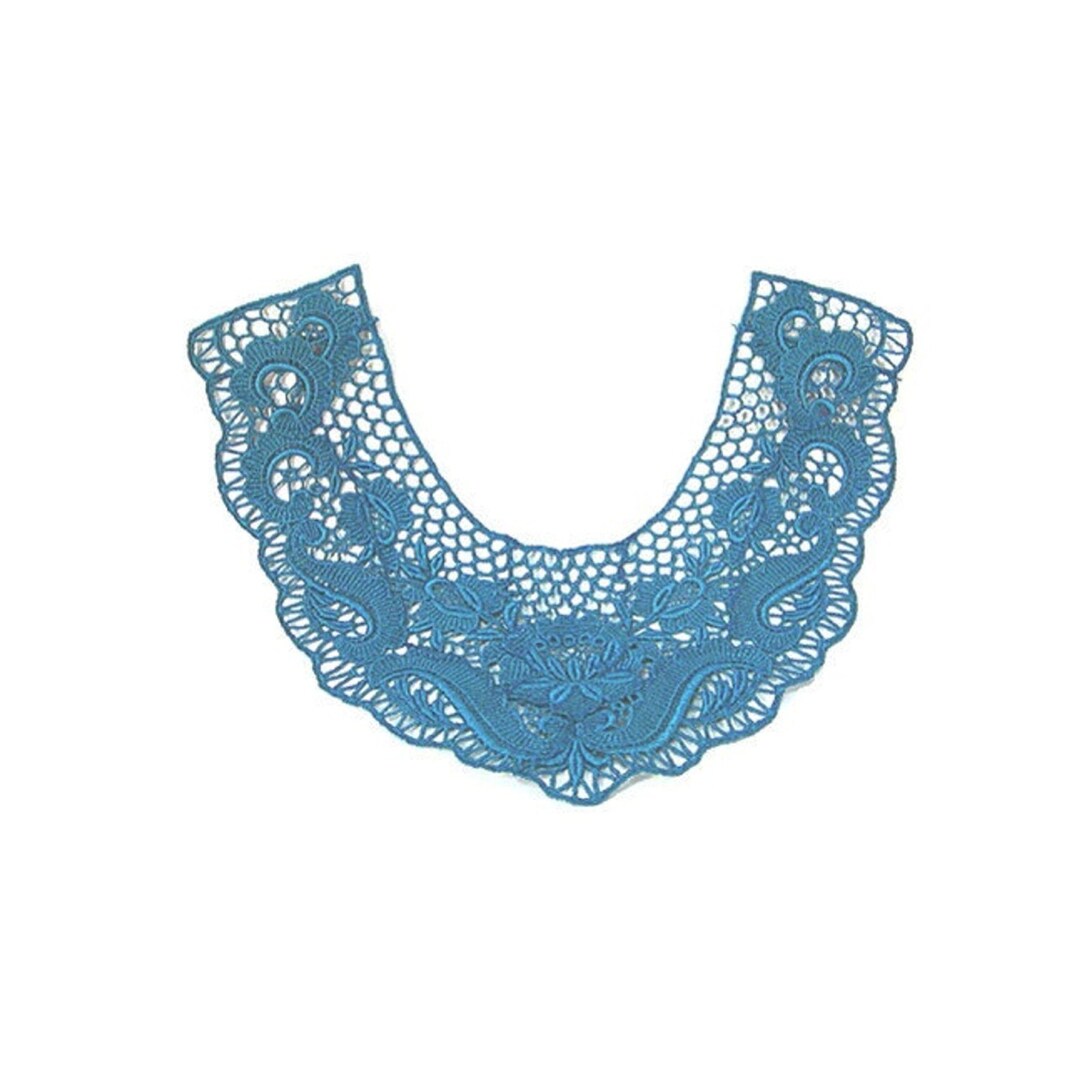 Turquoise Lace, Neckline Lace, Collar Front Lace, Blue Lace ...