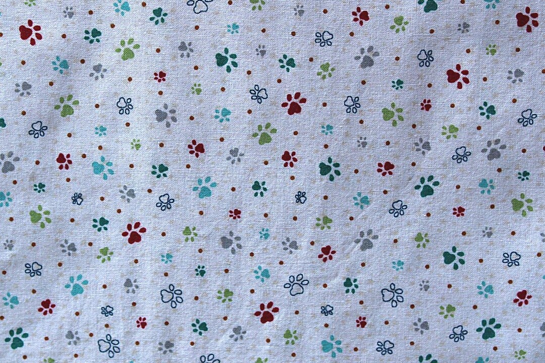 Paw Prints Fabric, 18 in X 43 In, Live Love Meow, Cat Paw Print, Sold ...