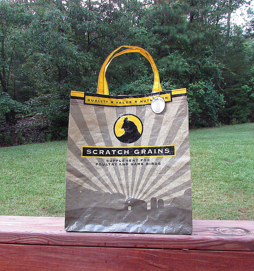 Feedsack Tote, Recycled Feedsack, Feed Tote, Feed Sack Bag, Yellow and ...