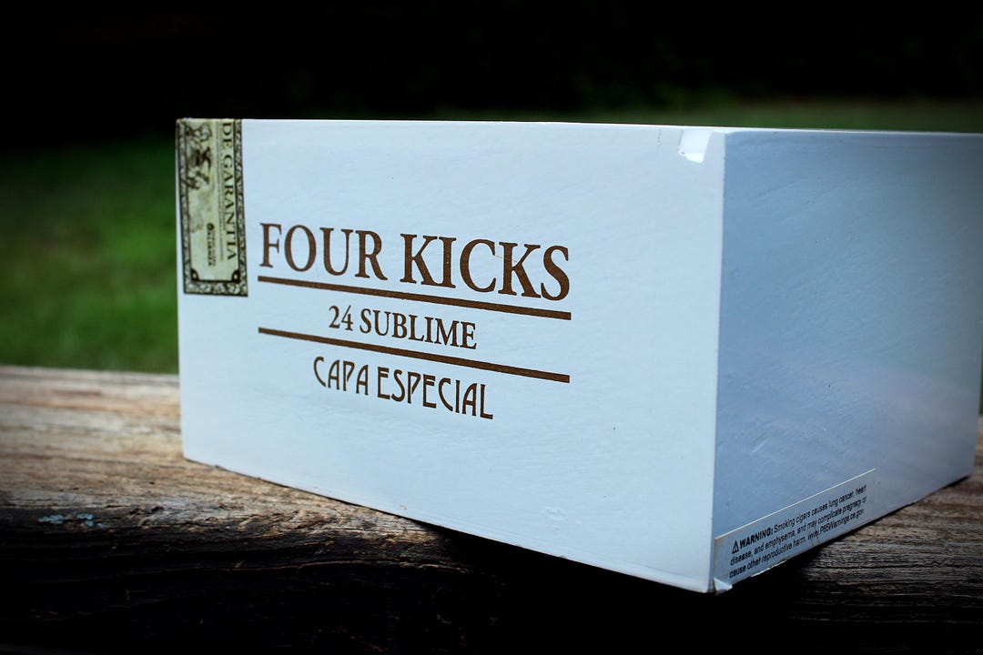 Empty Cigar Box, Four Kicks Box, 4 Kicks Cigar Box, White Wood Box ...