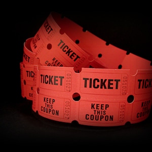 Raffle Tickets, 25 Tickets, Red Raffle Tickets, Scrapbook Supply, Door ...