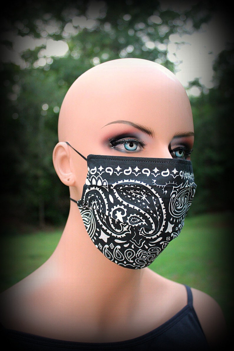 Fabric Face Mask Black Bandana Mask Bandana Mask Black | Etsy