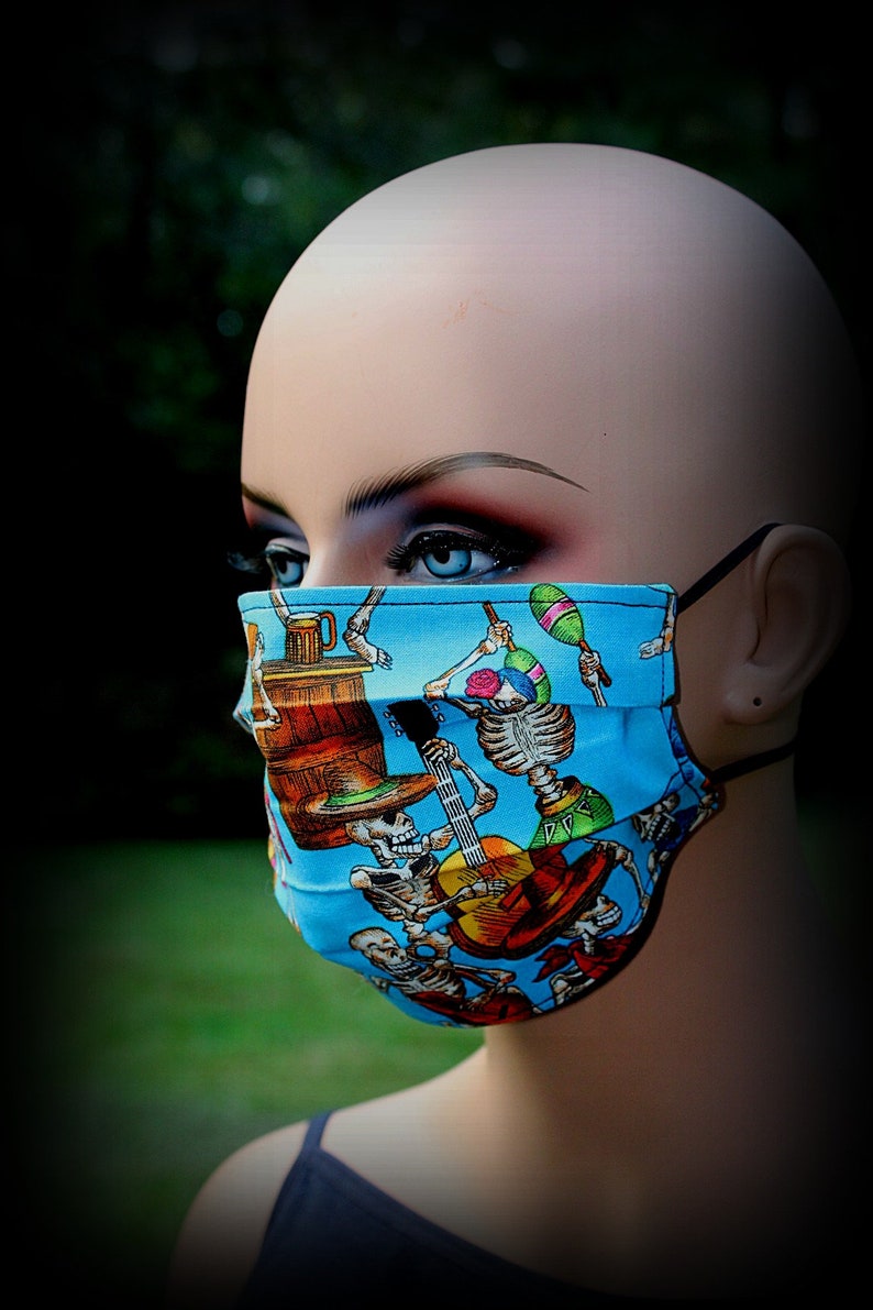 Fabric Face Mask Skeletons on Blue Skull Mask Skeletons - Etsy
