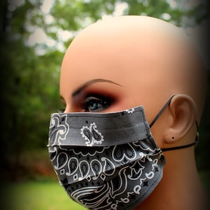Fabric Face Mask Gray Bandana Mask Gray Mask Gray Black - Etsy