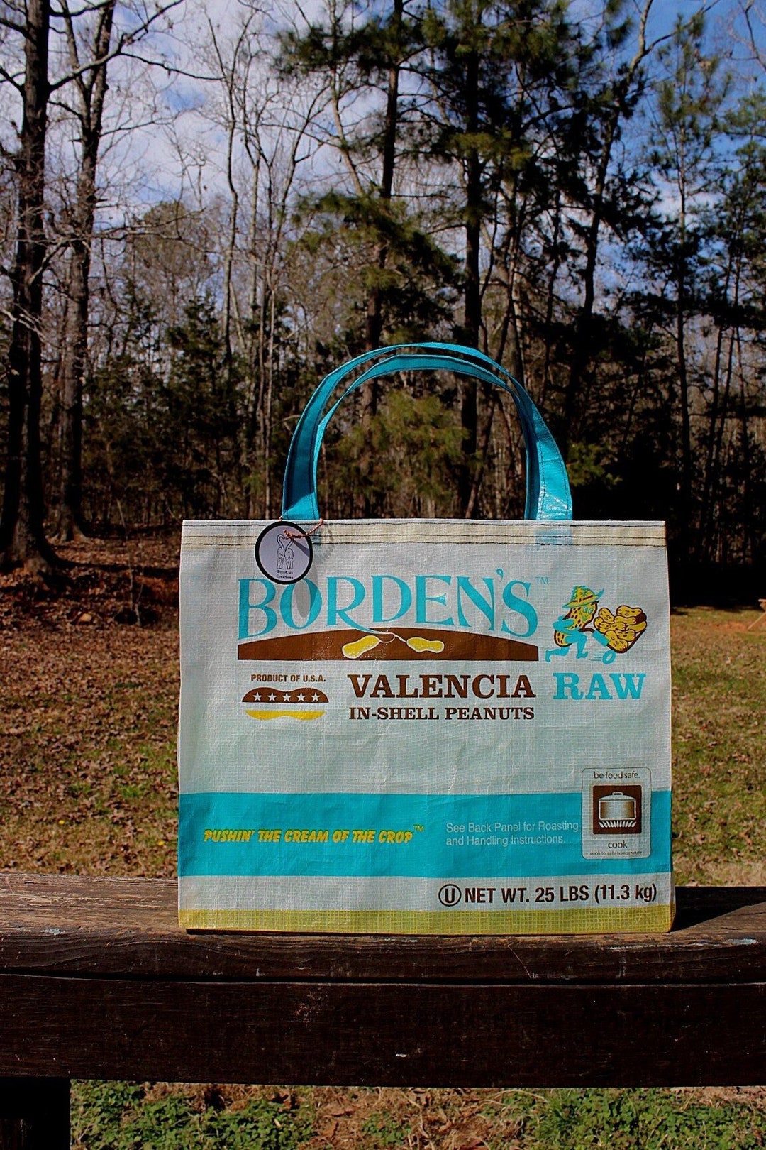 Feedsack Tote, Feed Tote, Feed Sack Bag, Blue and Yellow, Recycled Feed ...