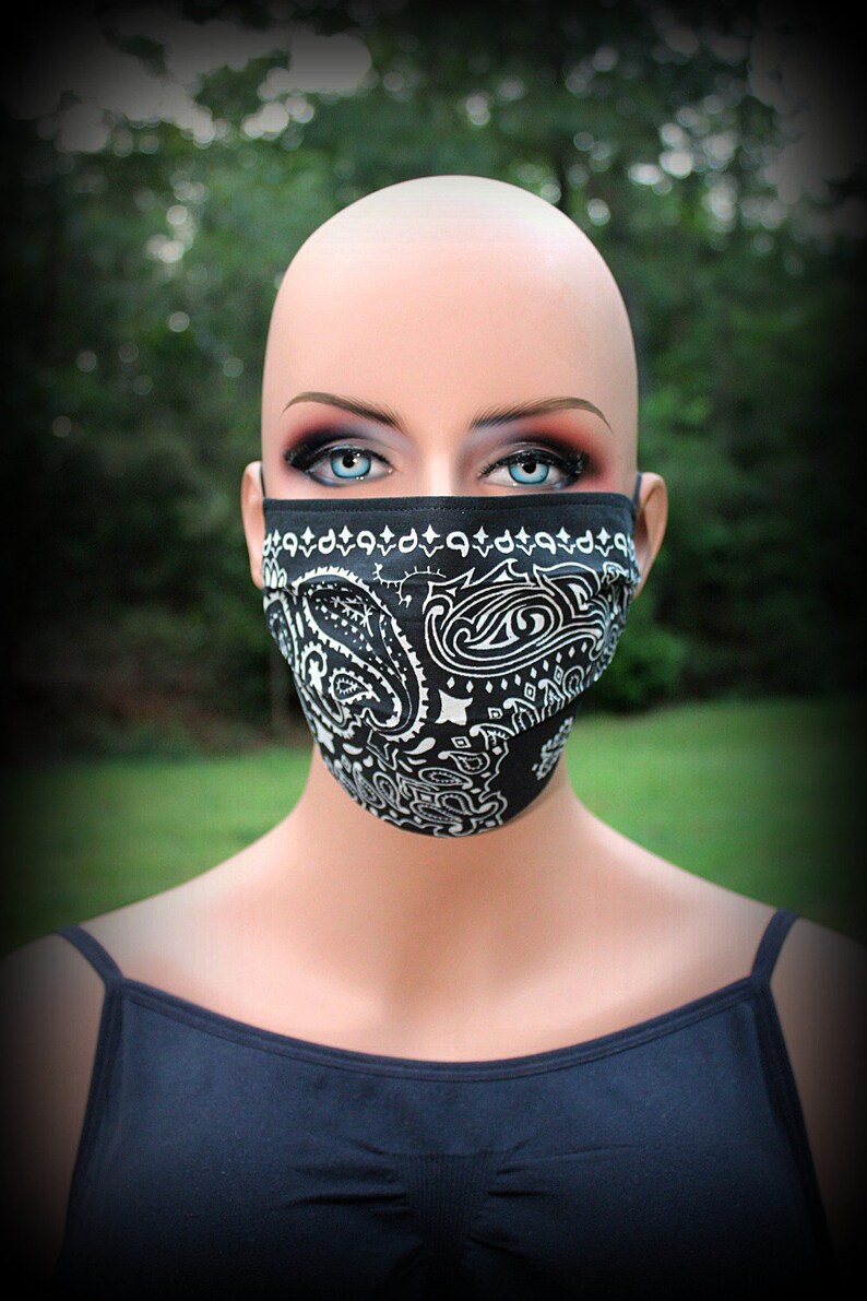 Fabric Face Mask Black Bandana Mask Bandana Mask Black | Etsy