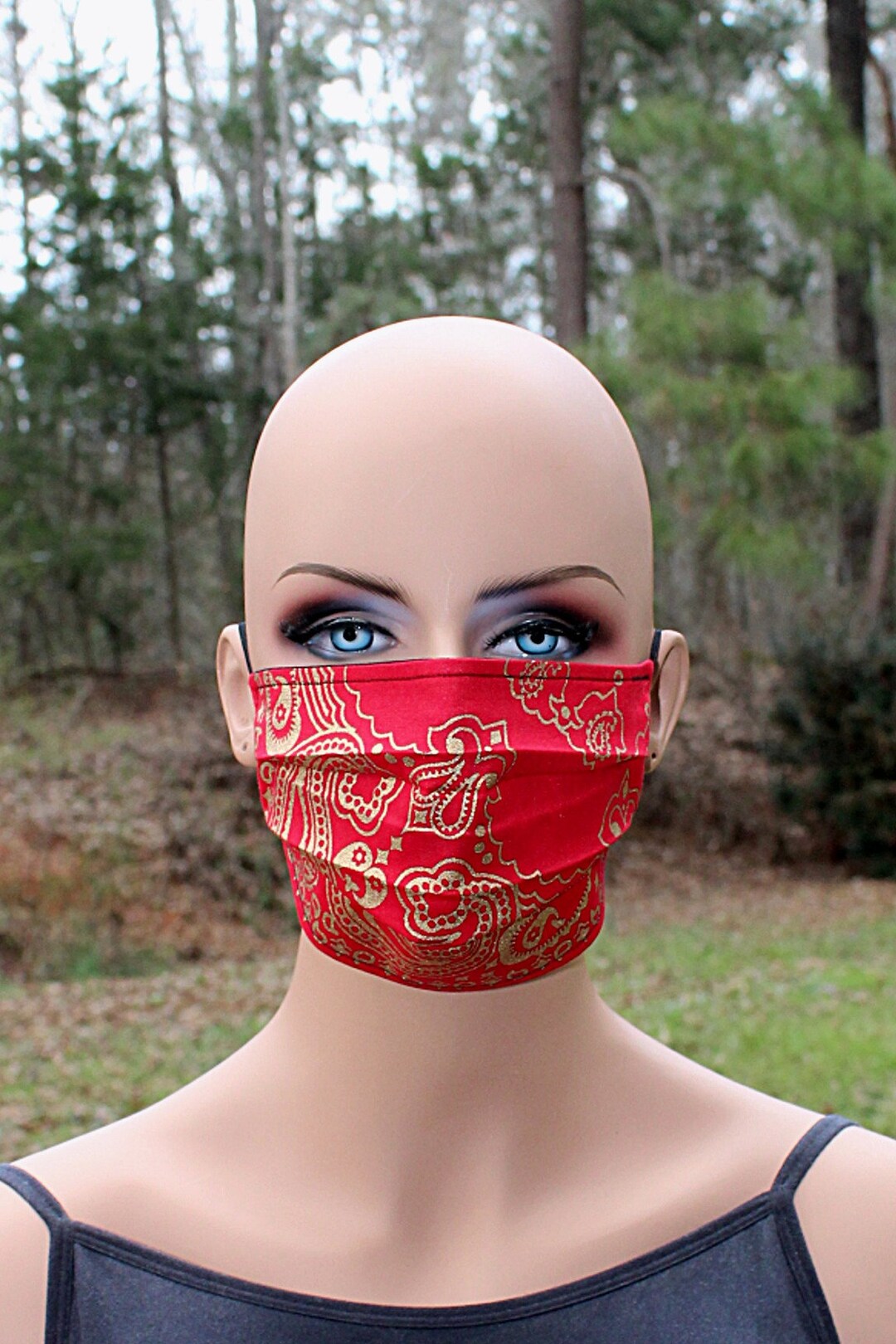 Red Gold Mask, Gold Red Mask, Red Gold Bandana, Face Mask, Bandana Mask ...