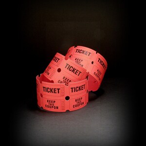 Raffle Tickets, 25 Tickets, Red Raffle Tickets, Scrapbook Supply, Door ...