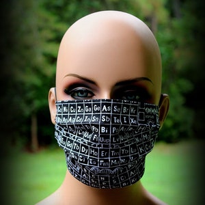 Fabric Face Mask, Black Periodic, Periodic Table Mask, Science Mask ...