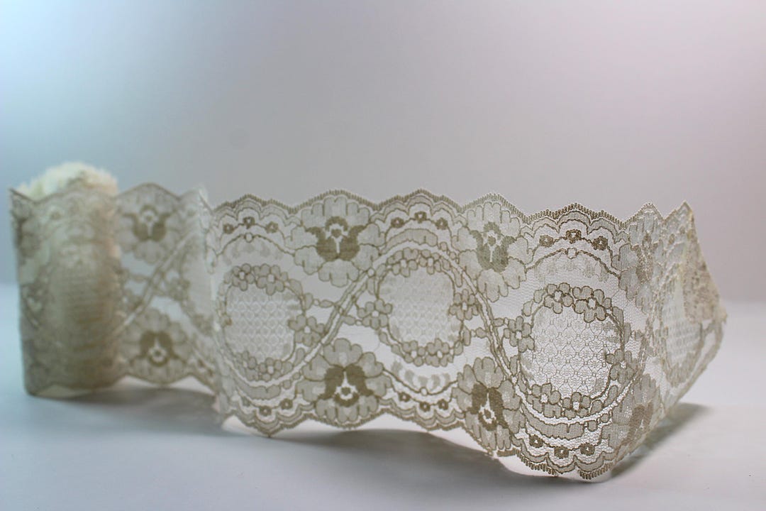 Ivory Lace Trim, 2 Yard 33 Inches, Ivory Lace Trim, Over 3 in Wide Trim ...