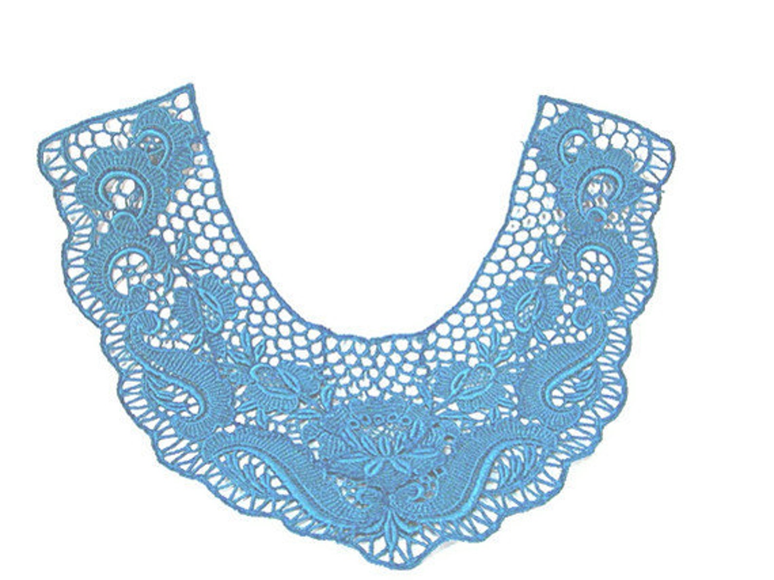 Turquoise Lace, Neckline Lace, Collar Front Lace, Blue Lace ...