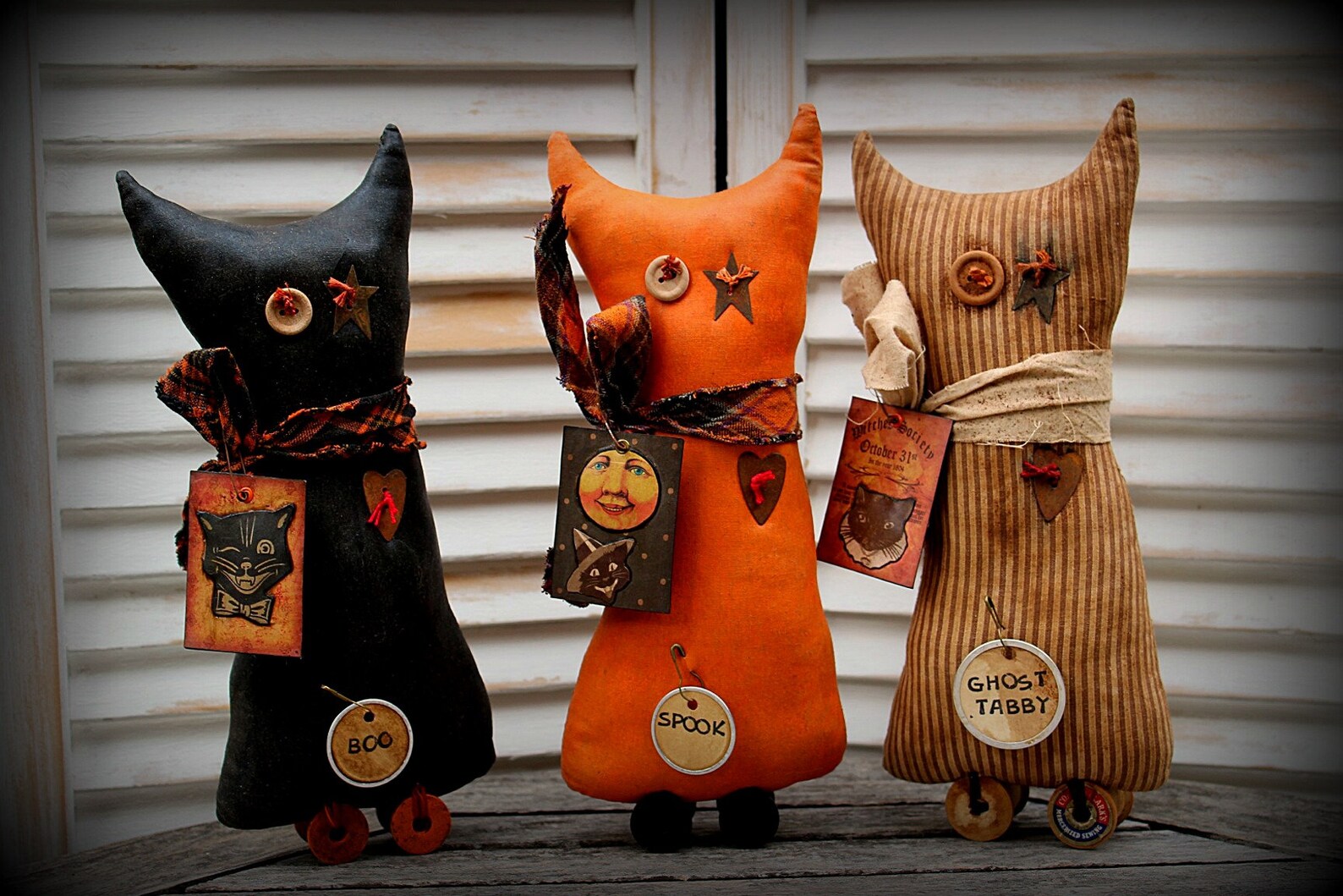 Halloween Cats Prim Cat Trio Cat Shelf Sitters Striped Prim - Etsy