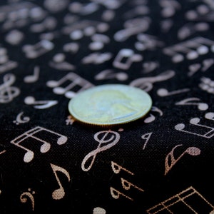 Music Note Fabric, Black Music Notes, Sold by Half Yard, Music Fabric ...