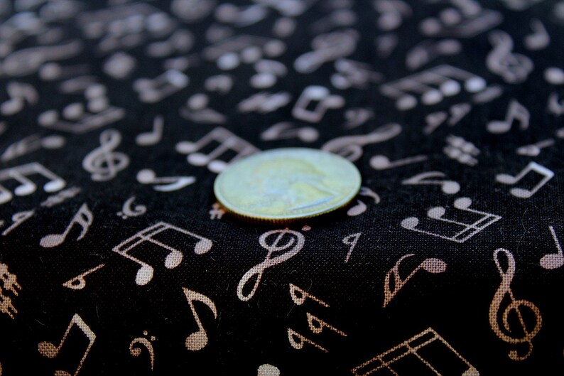 Music Note Fabric Black Music Notes Sold by Half Yard Music - Etsy