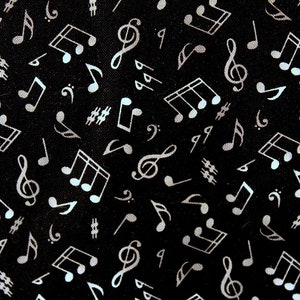 Music Note Fabric, Black Music Notes, Sold by Half Yard, Music Fabric ...