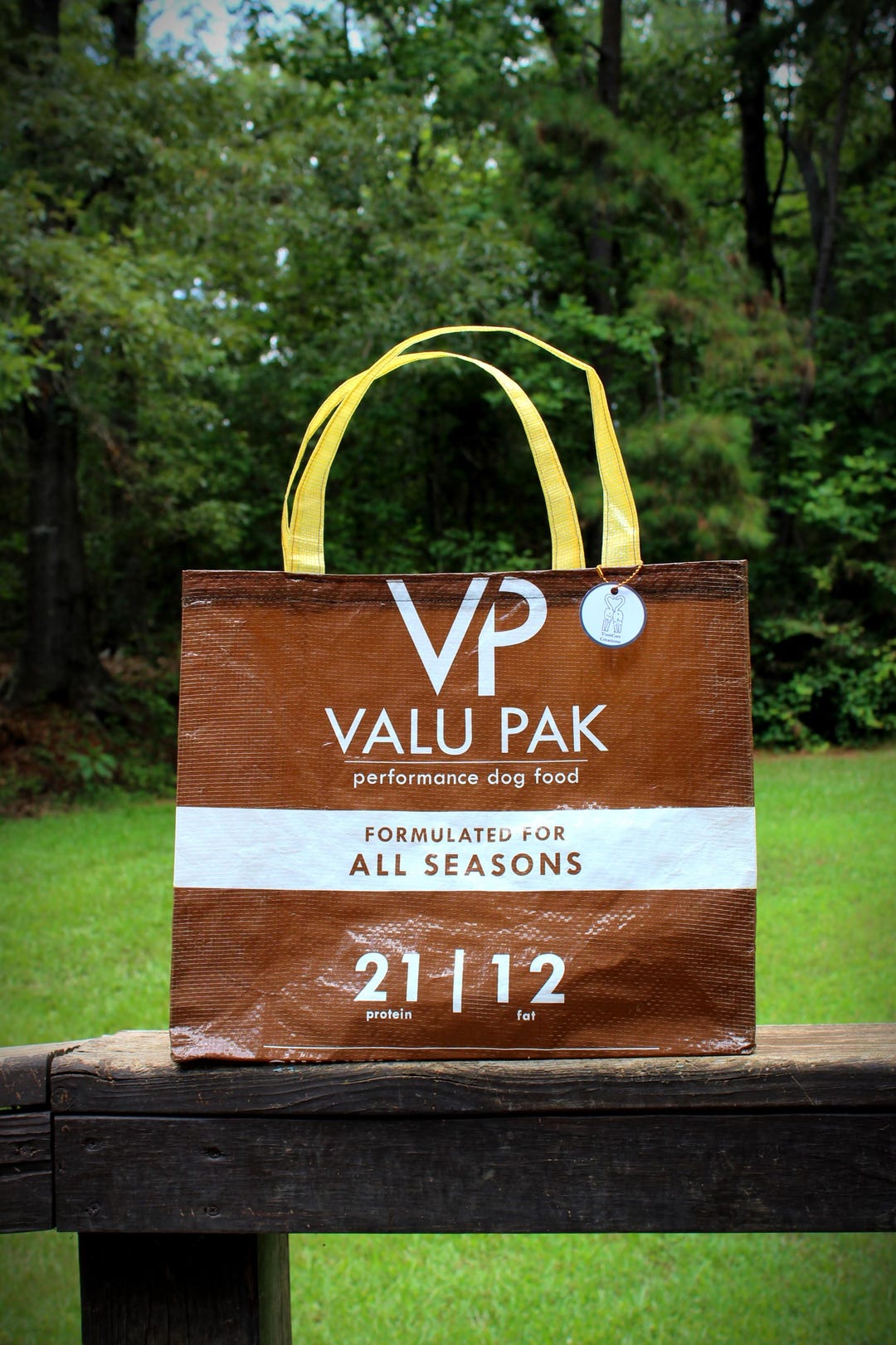 Dog Tote, Dog Bag, Dog Food Tote, White and Brown, Recycled Feed Bag ...