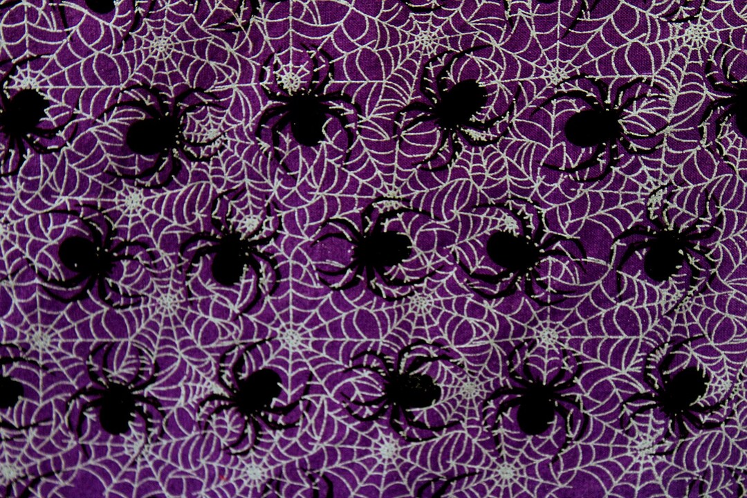 Purple Web Fabric, Black Spider Fabric, Cob Web Fabric, 21 X 44, Purple ...