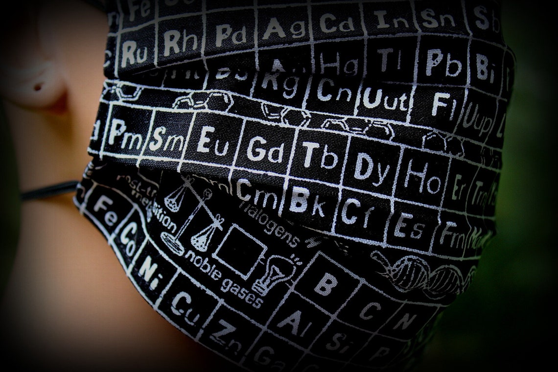Fabric Face Mask Black Periodic Periodic Table Mask Science - Etsy