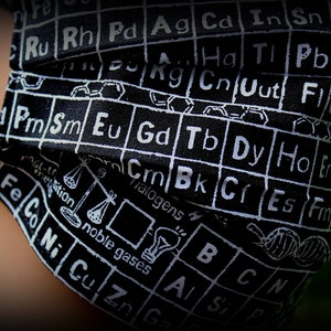 Fabric Face Mask, Black Periodic, Periodic Table Mask, Science Mask ...