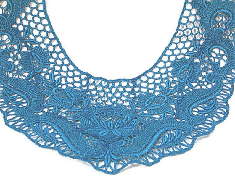 Turquoise Lace Neckline Lace Collar Front Lace Blue Lace - Etsy