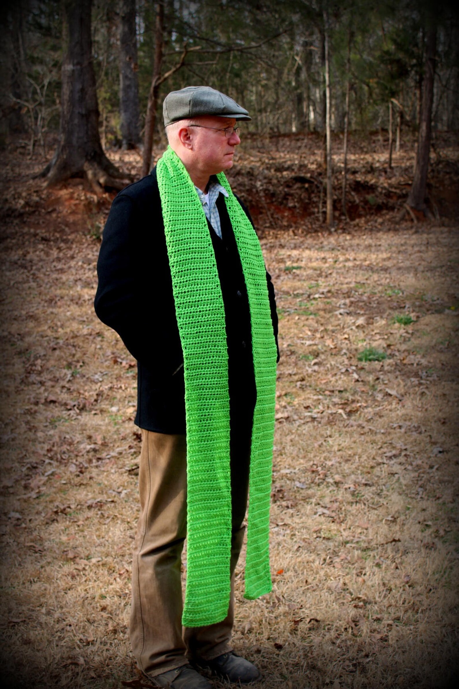 Green Long Scarf, Green Neckwarmer, Mens Neckwarmer, Womens Scarf, Hood ...
