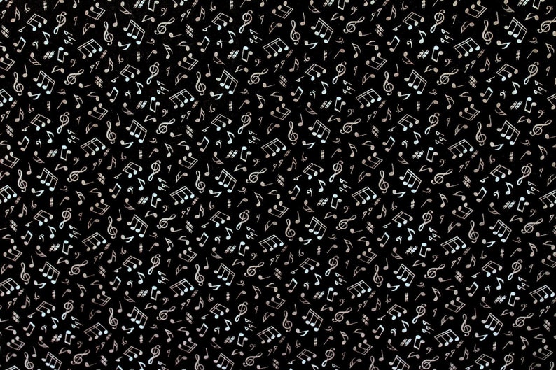 Music Note Fabric Black Music Notes Sold by Half Yard Music - Etsy