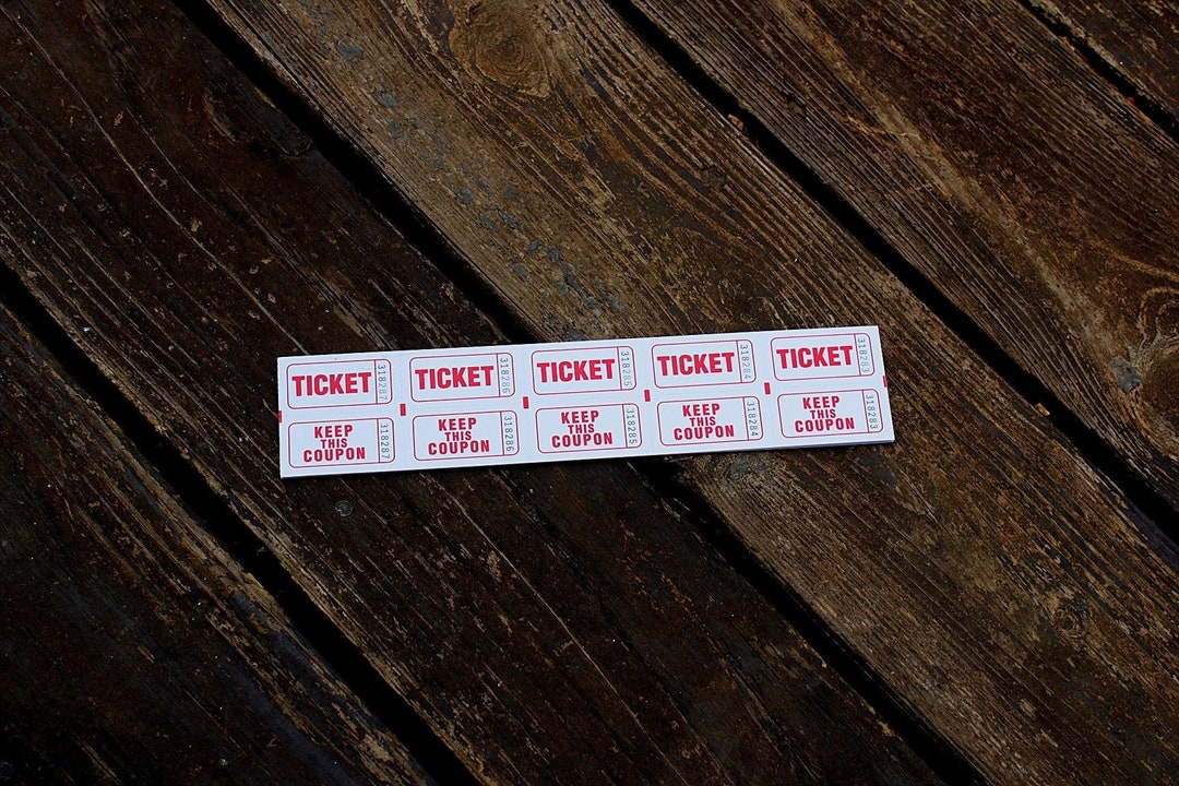 Red White Raffle Tickets, White Raffle Tickets, 25 Tickets, Scrapbook ...