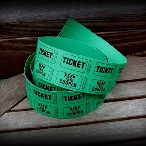Green Raffle Tickets, Raffle Tickets, 25 Tickets, Scrapbook Supply ...