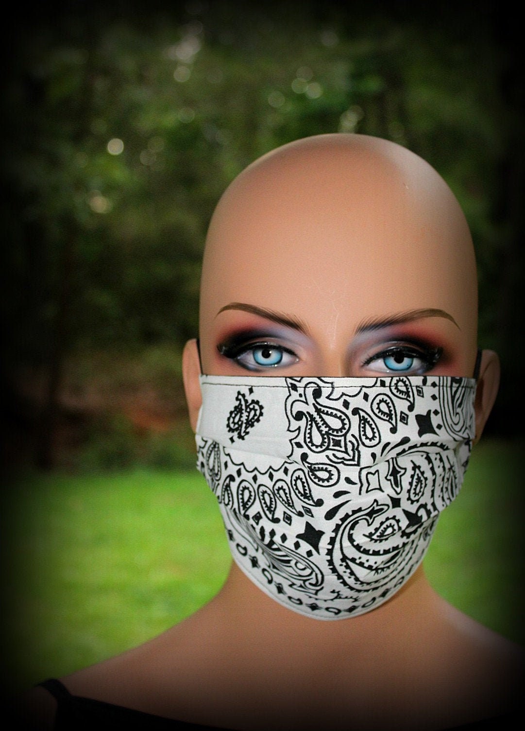 Fabric Face Mask White Bandana Mask Bandana Mask Black | Etsy