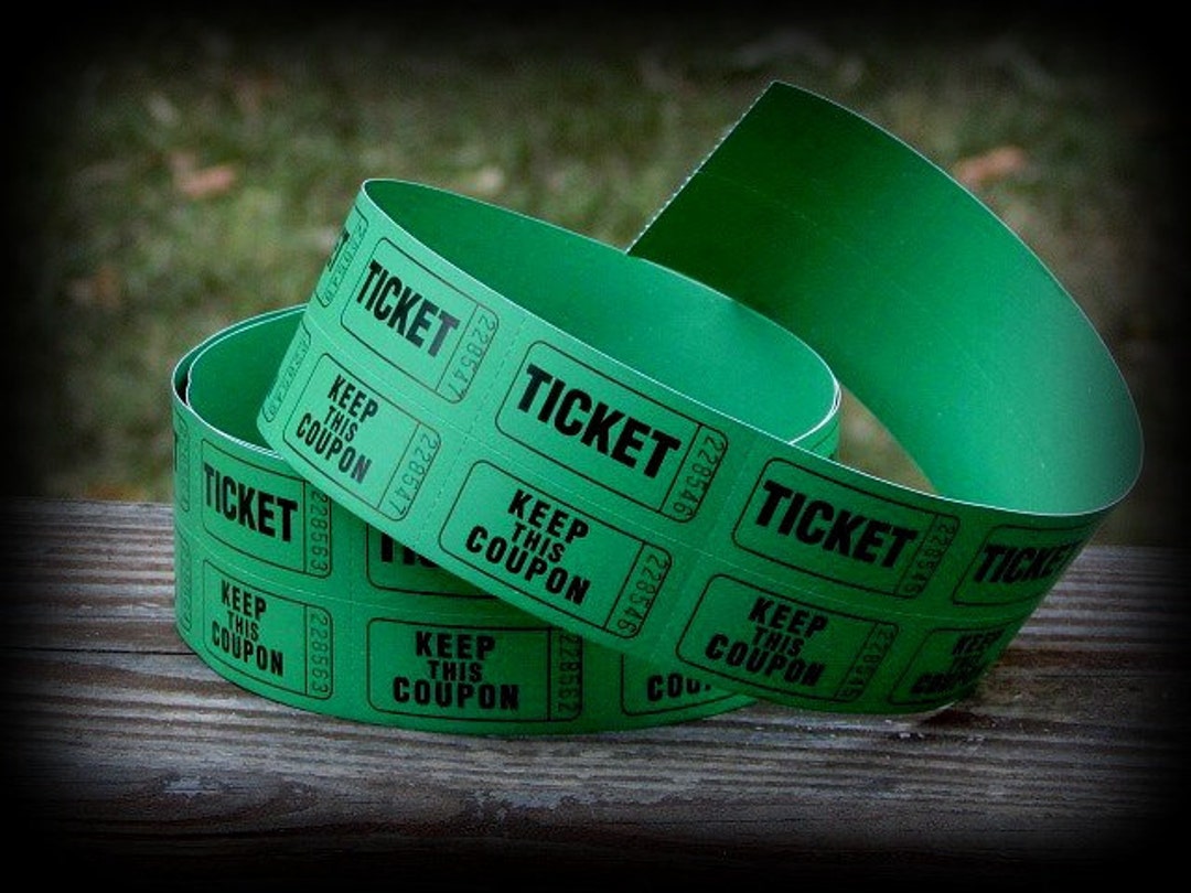 Green Raffle Tickets, Raffle Tickets, 25 Tickets, Scrapbook Supply ...