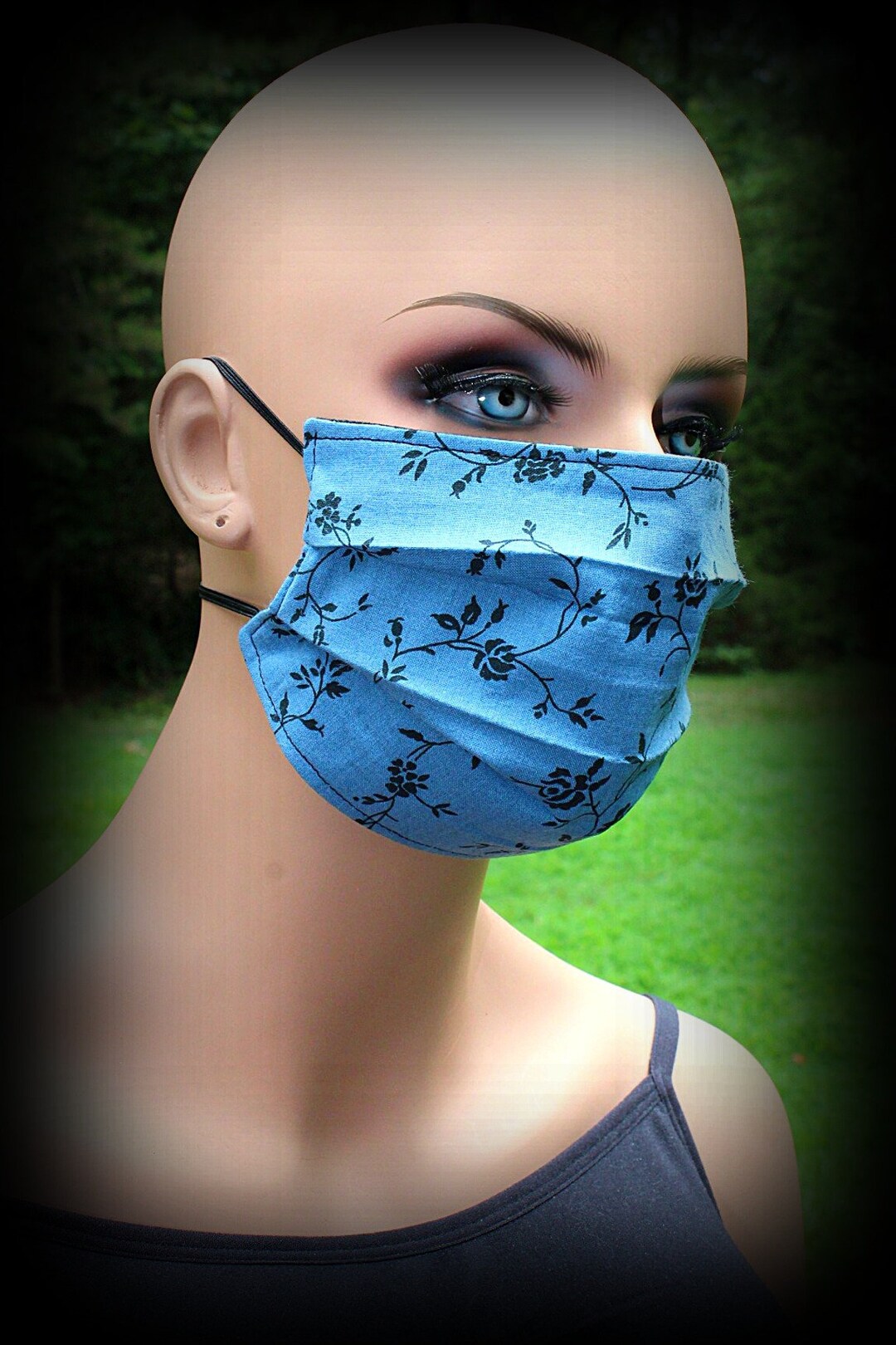 Fabric Face Mask, Black Floral, Blue Mask, Blue Floral Mask, Face Mask ...