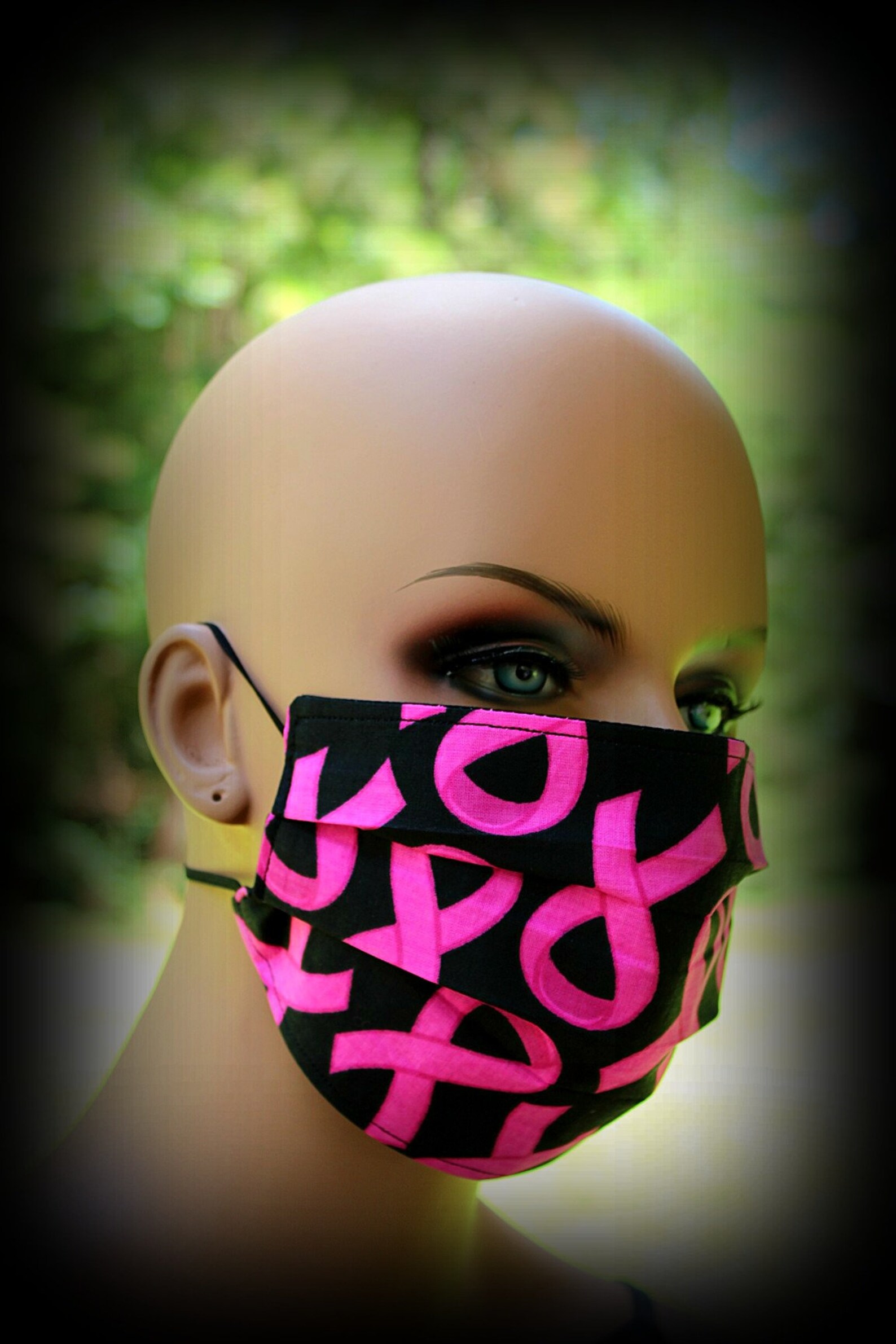 Fabric Face Mask, Dark Pink Ribbon, Breast Cancer, Cancer Awareness ...