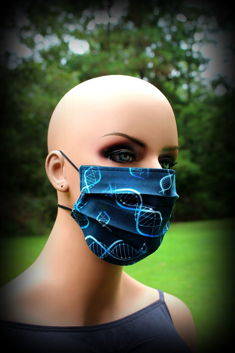 Cloth Face Mask, DNA Mask, Double Helix Mask, Biochemistry Mask, Black ...