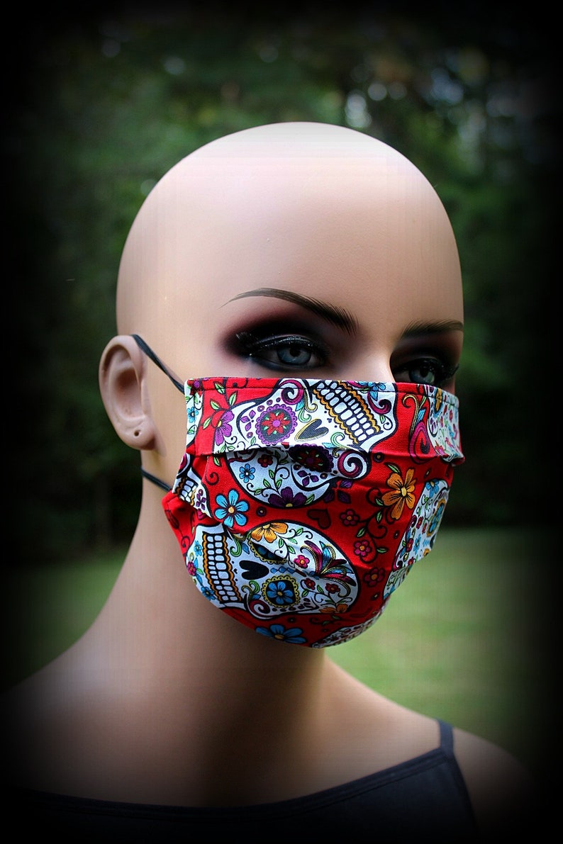 Fabric Face Mask Red Sugar Skulls Red Skulls Mask Face - Etsy