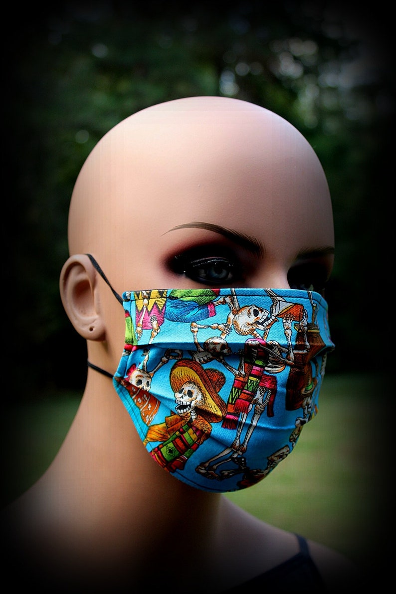 Fabric Face Mask Skeletons on Blue Skull Mask Skeletons - Etsy