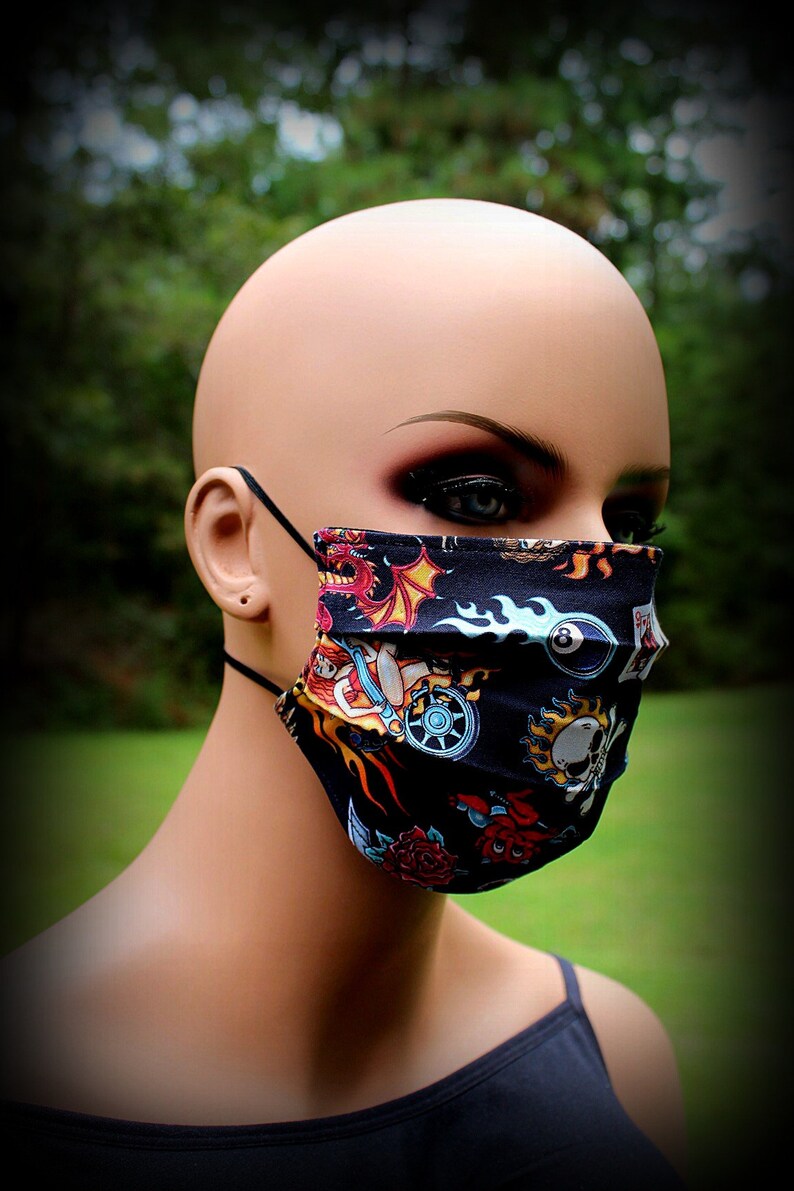 Fabric Face Mask Black Tattoo Mask Tattoo Mask Face Mask | Etsy
