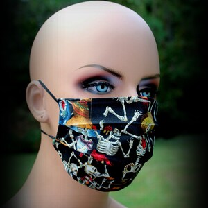 Fabric Face Mask Skeletons on Black Skull Mask Skeletons - Etsy