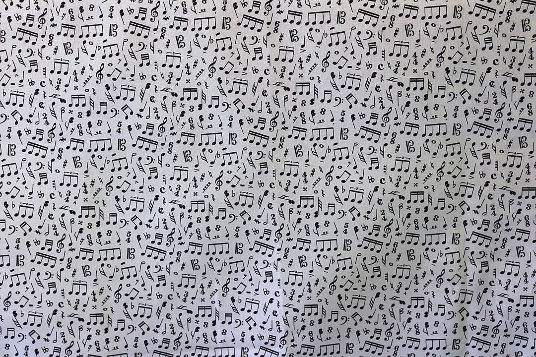 Music Note Fabric, White Music Notes, Sold by Half Yard, Music Fabric ...