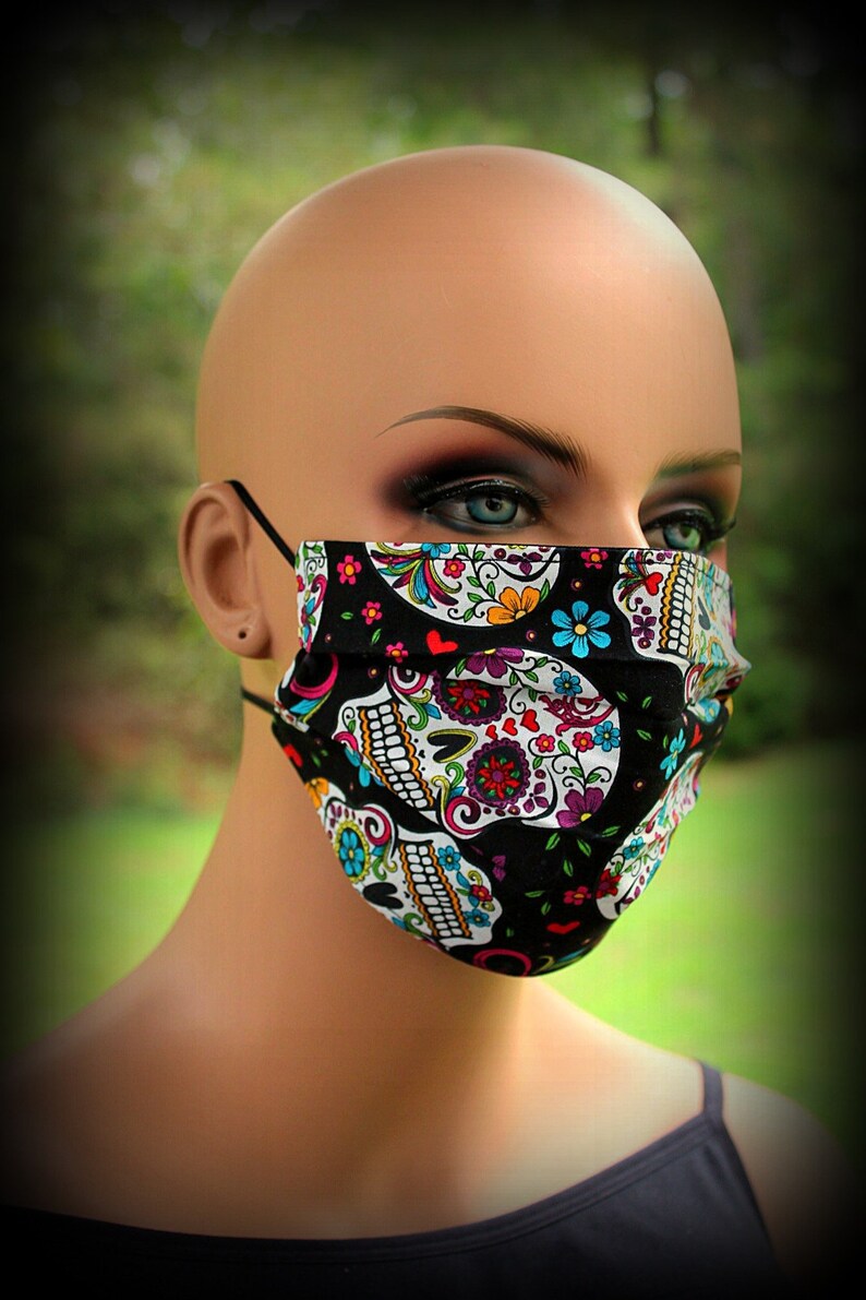 Fabric Face Mask Blue Sugar Skulls Blue Skulls Mask Face - Etsy