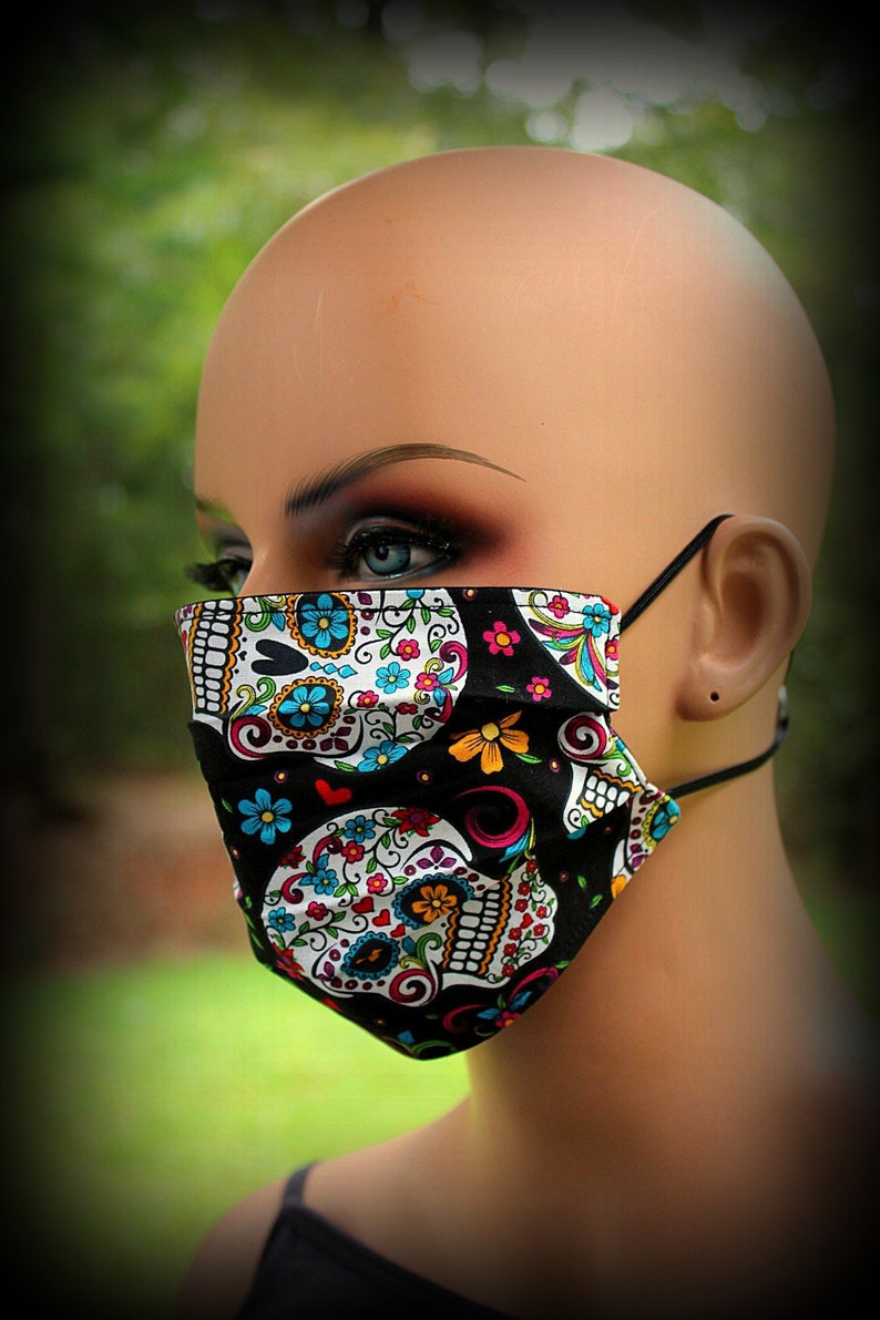 Fabric Face Mask Blue Sugar Skulls Blue Skulls Mask Face - Etsy
